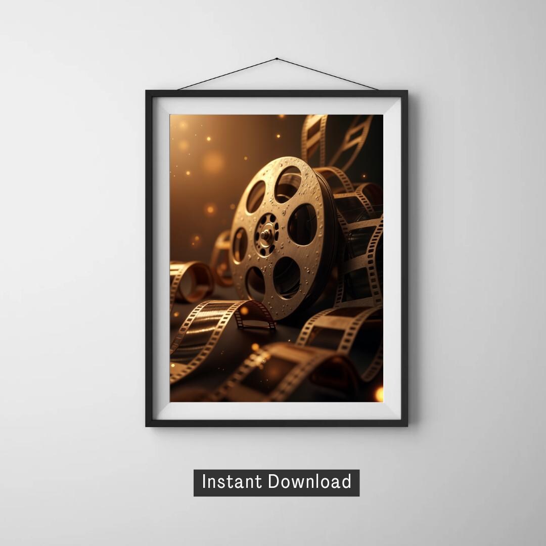 Vintage Film Reel Wall Art – Cinematic Movie Decor, Retro Film Strip ...