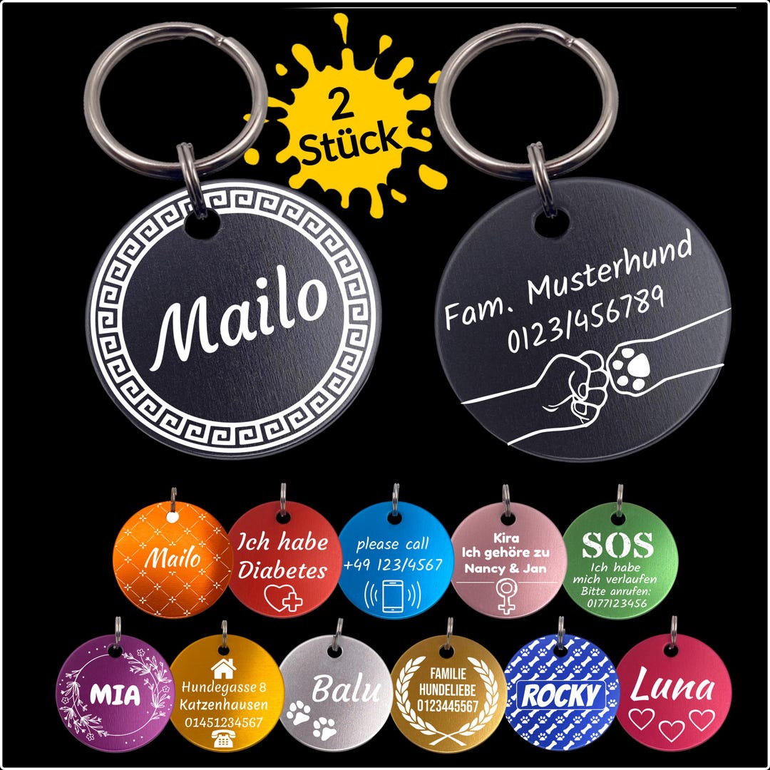 Identification Tags in a Double Pack | Dog, Cat, and Owner ...