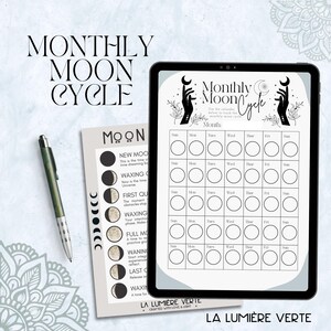 Monthly Moon Cycle Calendar Digital PDF Download Follow the Moon Phases ...