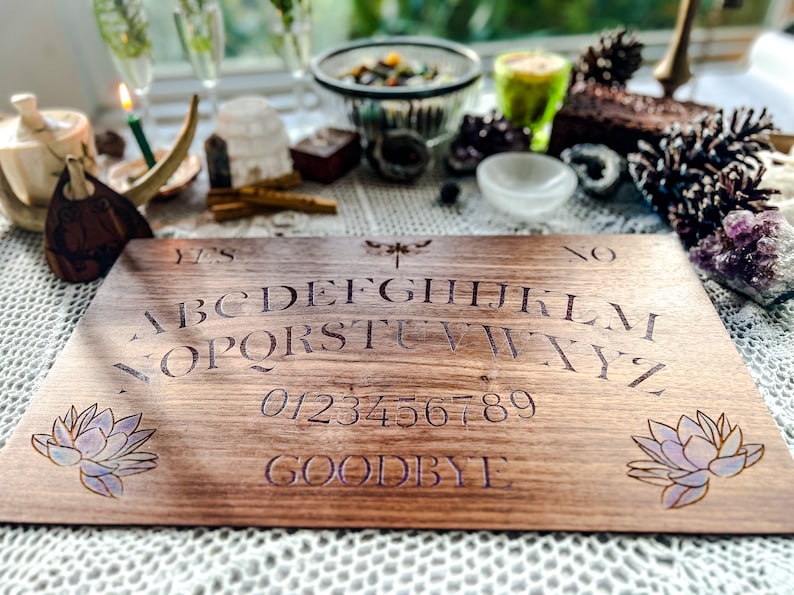 Spirit Board and Planchette: One-of-a-kind, Wood Engraved, Hand-painted ...