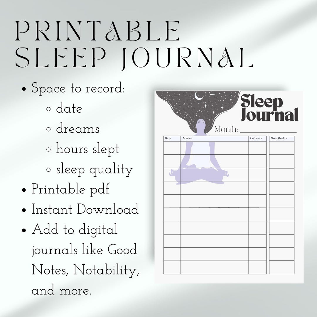 Dream Diary Sleep Tracker: Printable PDF Journal (goodnotes ...