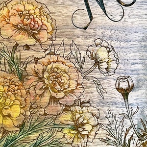 Marigold Spirit Board & Planchette — Hand Painted Engraved Walnut Ouija ...