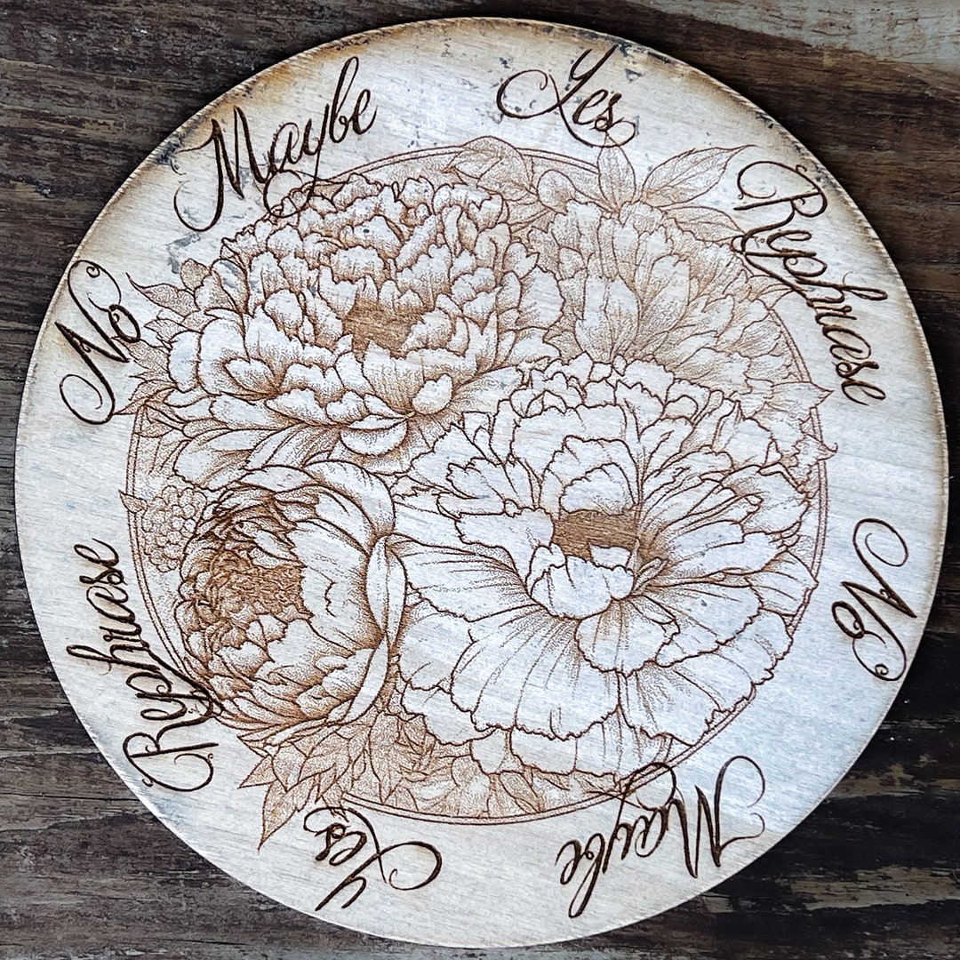 Glow in the Dark Chrysanthemum Pendulum Board: Engraved Scrying Altar ...