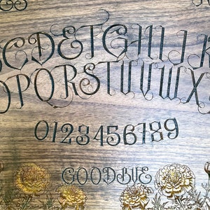 Marigolds Spirit Board and Planchette | Handmade Engraved Walnut Ouija ...