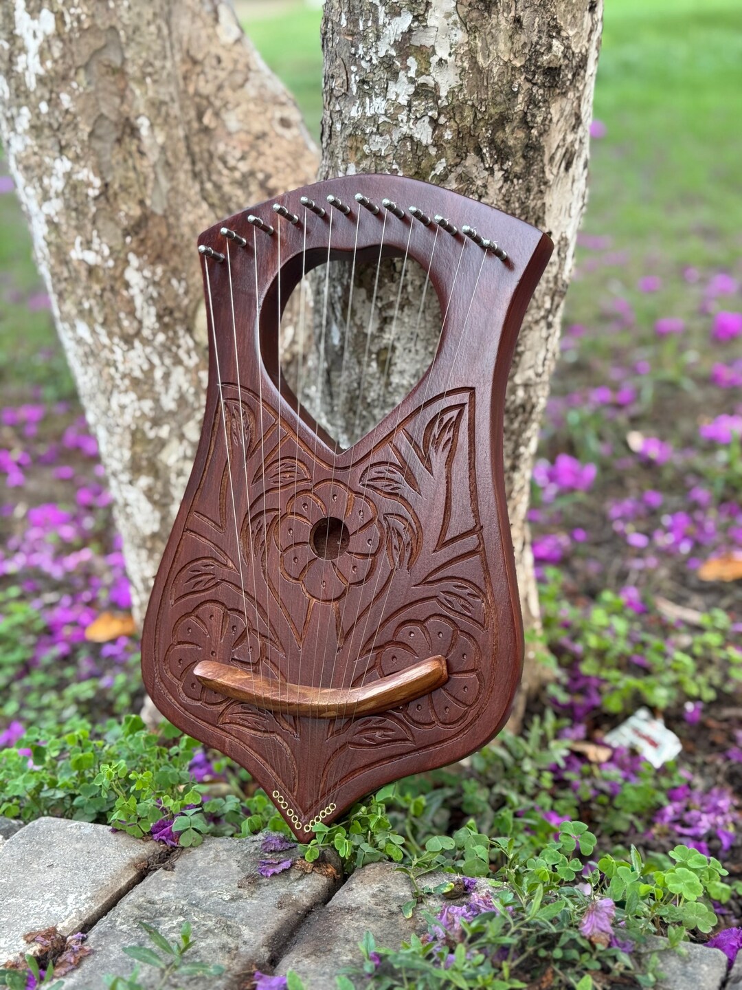 Heart Flower Lyre Harp 12 Strings Wooden Flower Lyre Harp With Bag ...