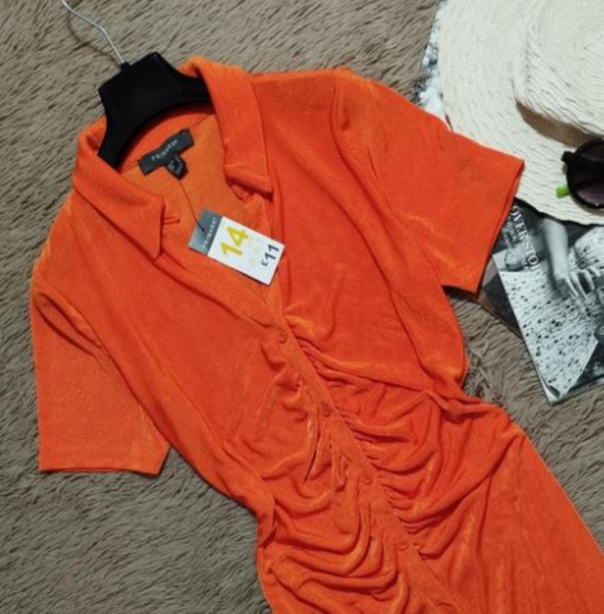Primark Orange Button Summer Casual Midi Dress Size M - Etsy UK