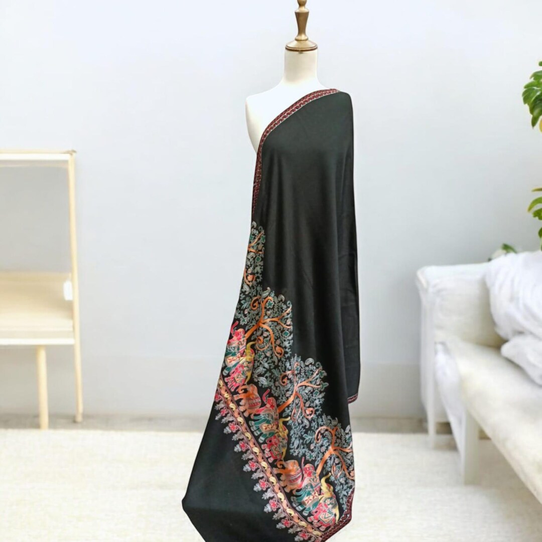 Pashmina Shawl With Elephant Border - Luxurious Warmth - Etsy