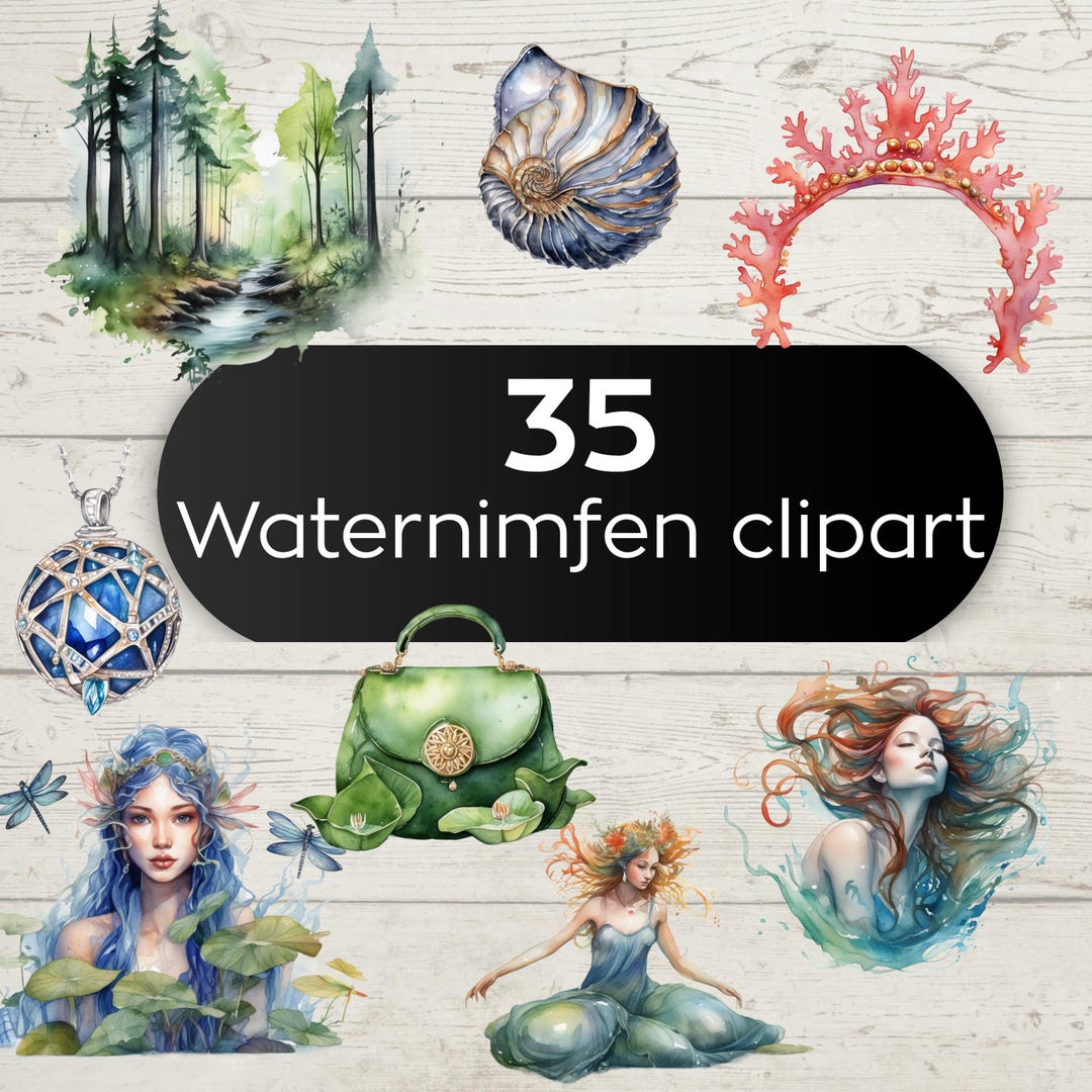 Water Nymph Clipart Set - Digital Download - Nymph Illustrations ...