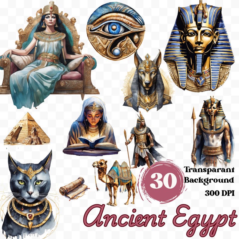 Ancient Egypt Clipart Set – 30 PNG Illustrations | Digital Download ...