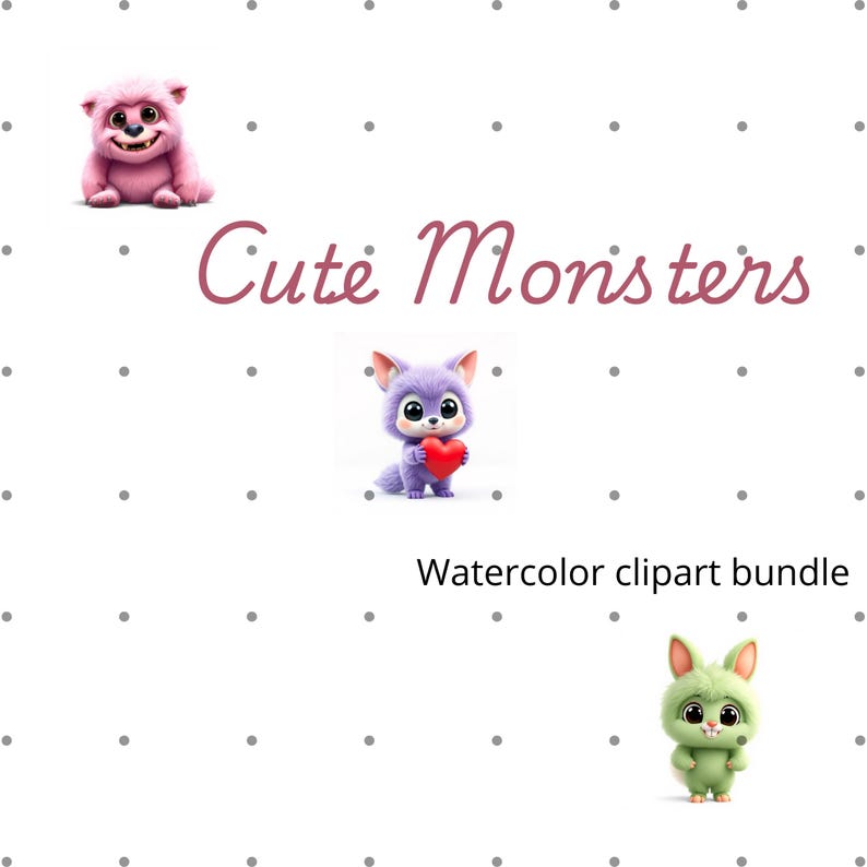 Cute Monster Clipart Set – Labubu-inspired | Kawaii Fantasy Creatures ...