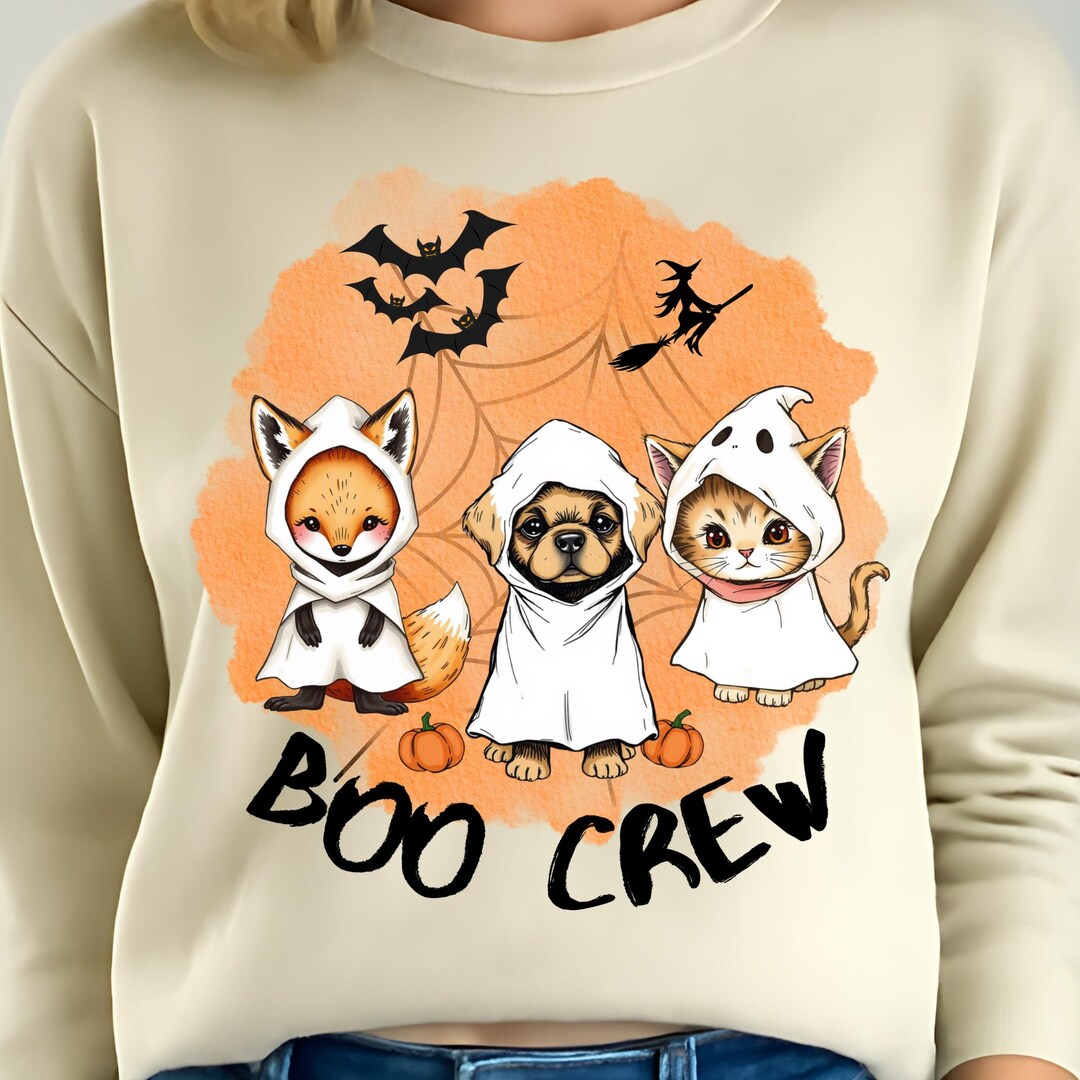 Cute Halloween Animals Clipart – Ghost Cat, Dog, Fox – Digital Download ...