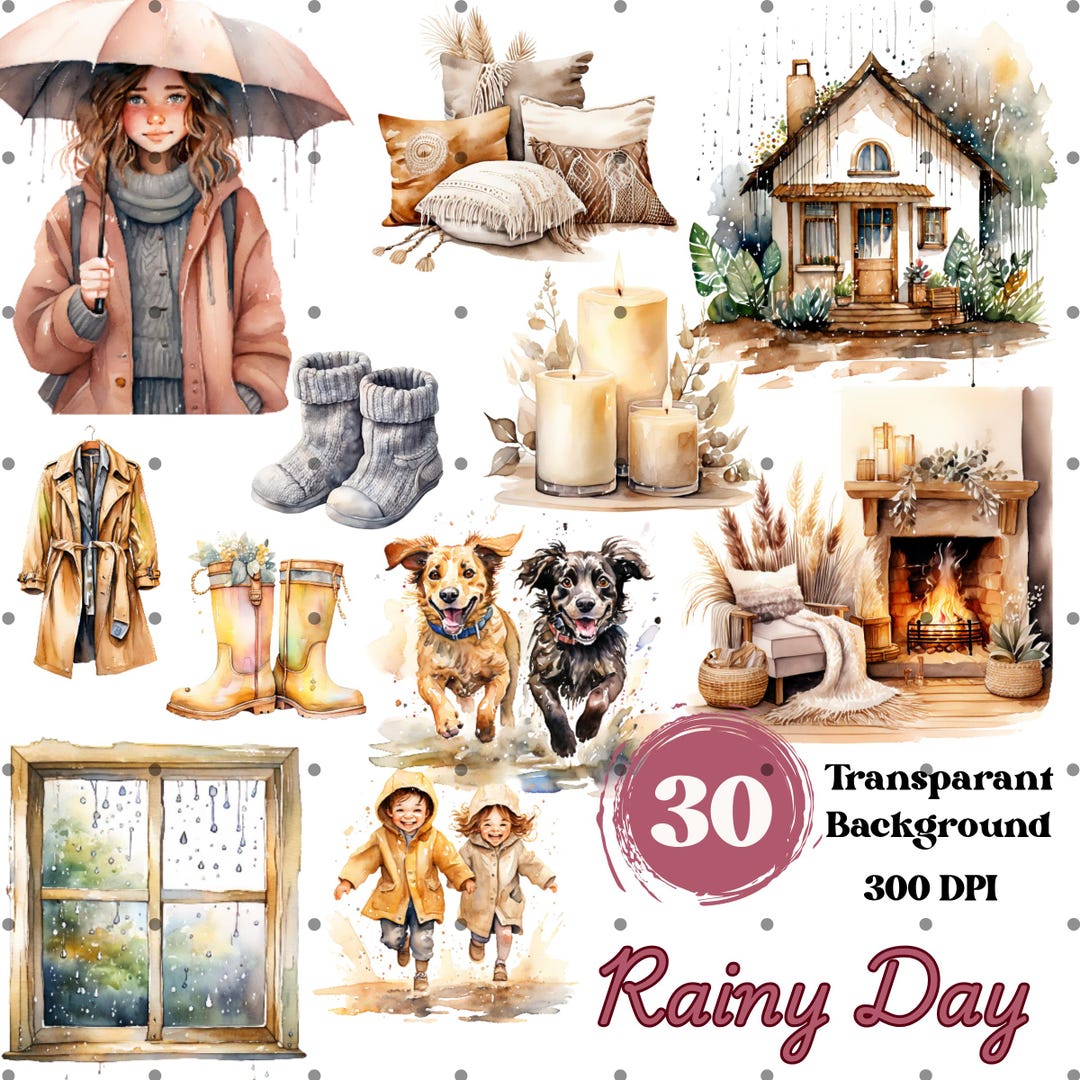 Rainy Day Clipart Set – Fun Illustrations for Digital and Print ...