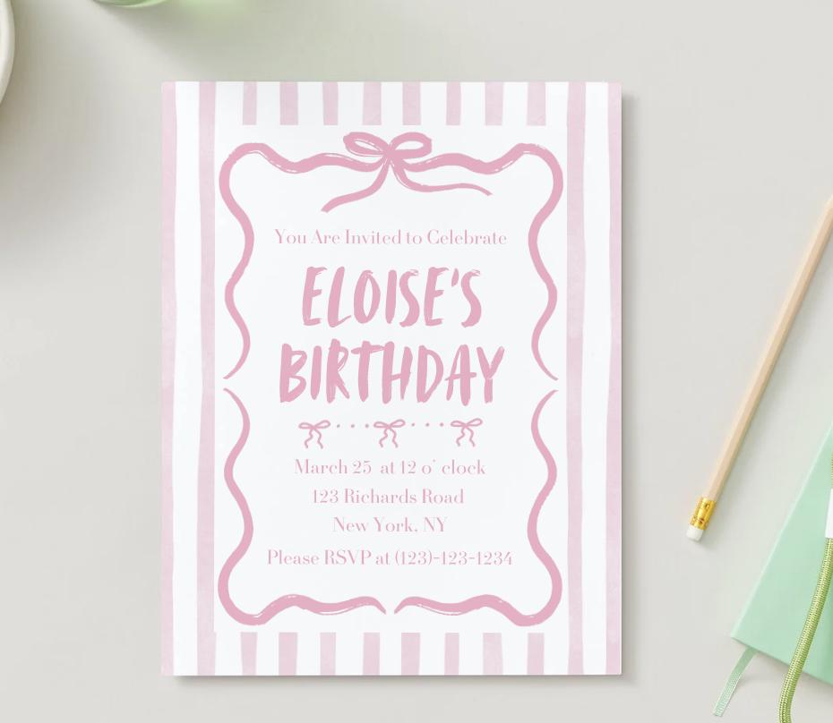 Editable Eloise Inspired Party Invitation -- Instant Download - Etsy