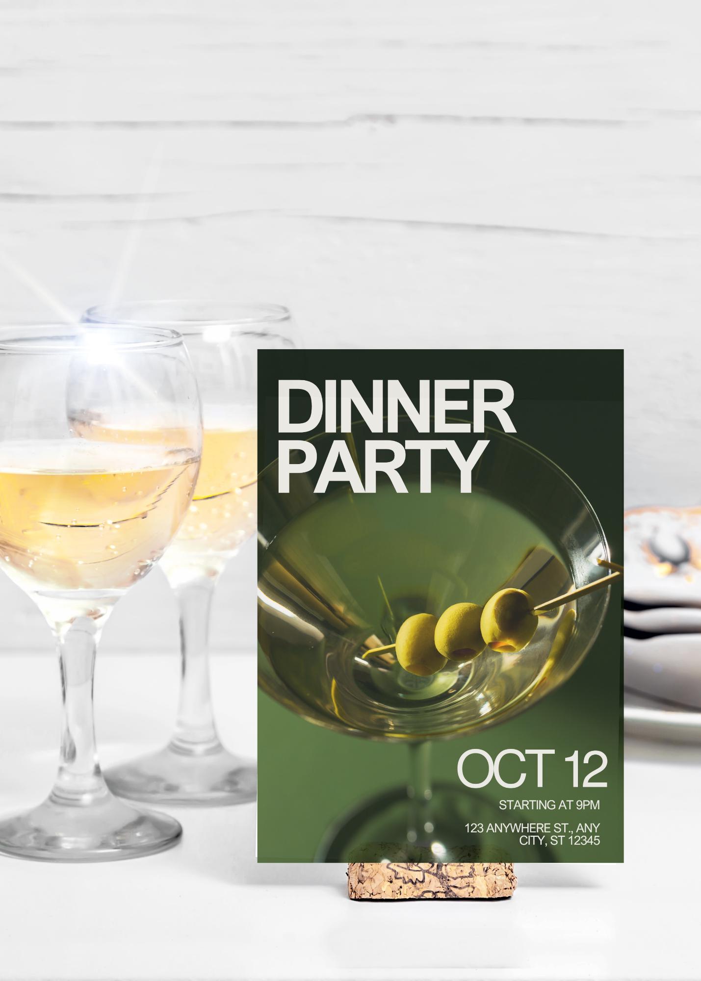 Elegant Martini Dinner Party Invitation | Editable Digital Download ...