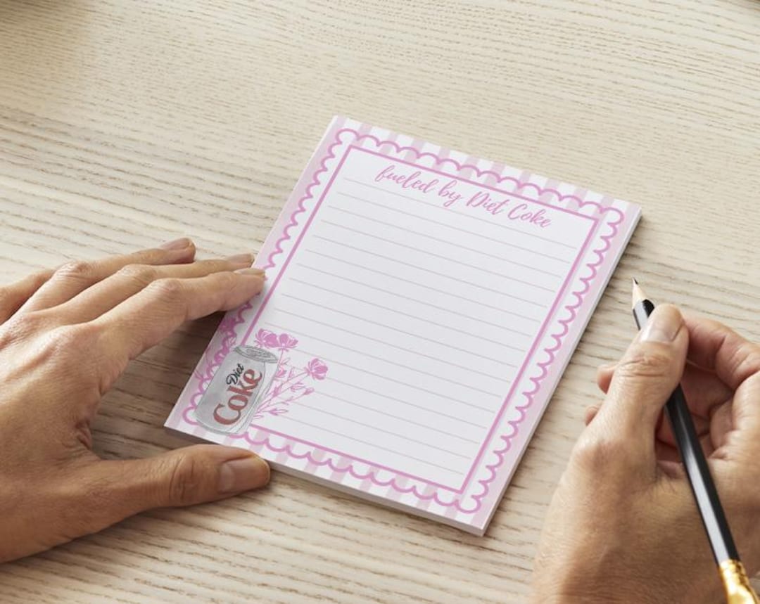 Fueled by Diet Coke | Printable Notepad | Instant Download | Cute Pink ...