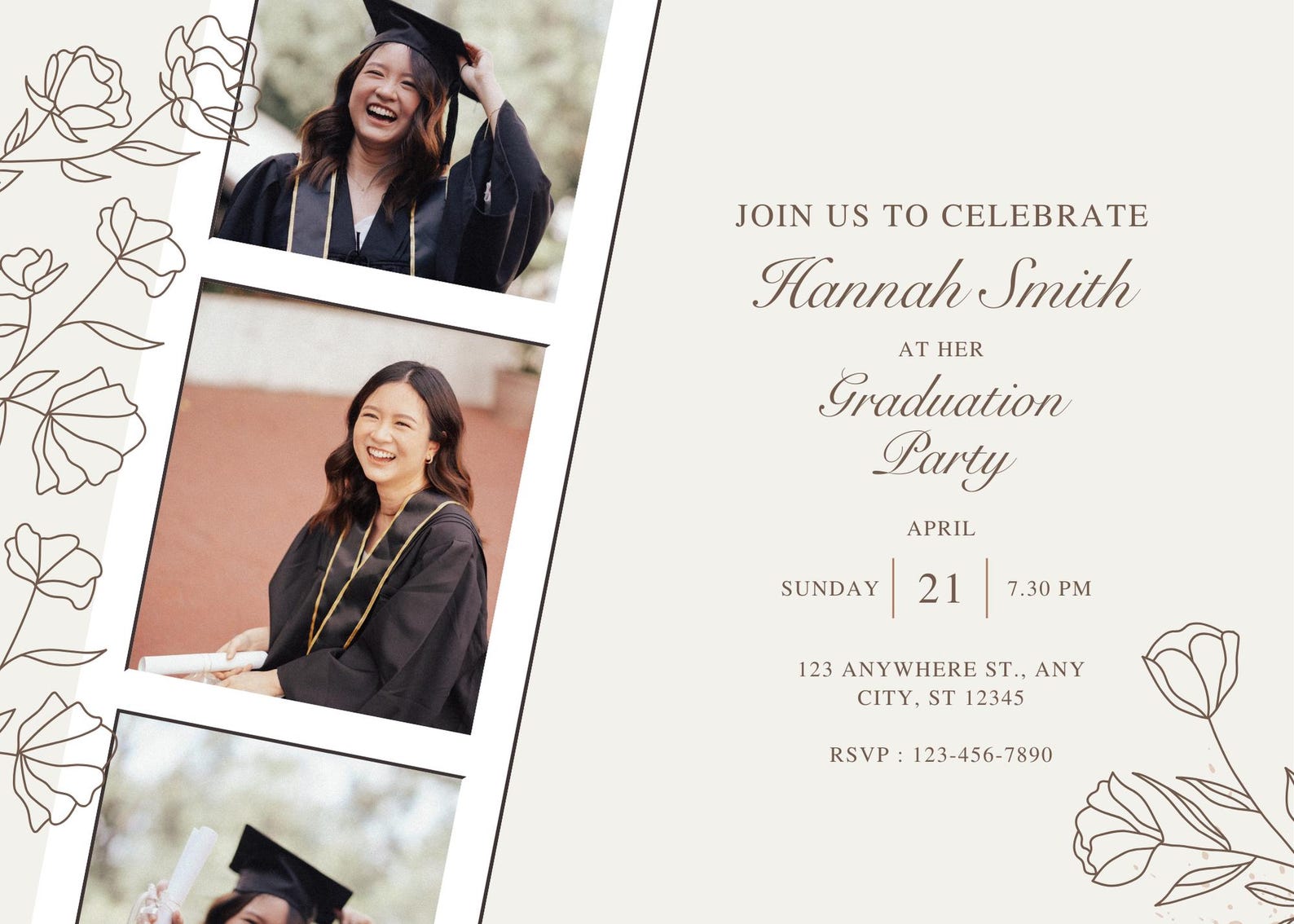 Digital Graduation Invitation Template | Editable DIY Digital ...