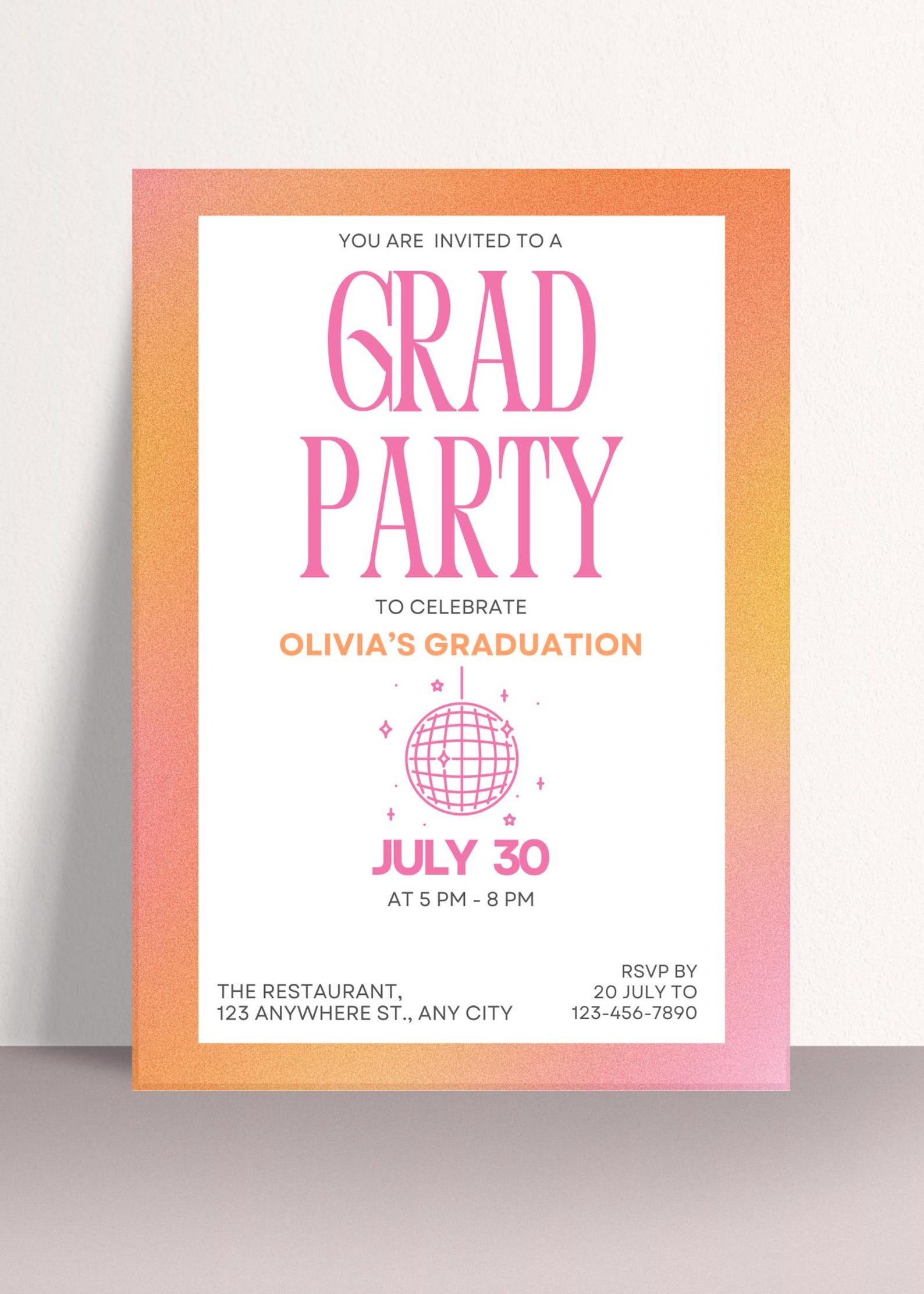 Editable Graduation Party Invitation | Modern Grad Party Invite | Class ...