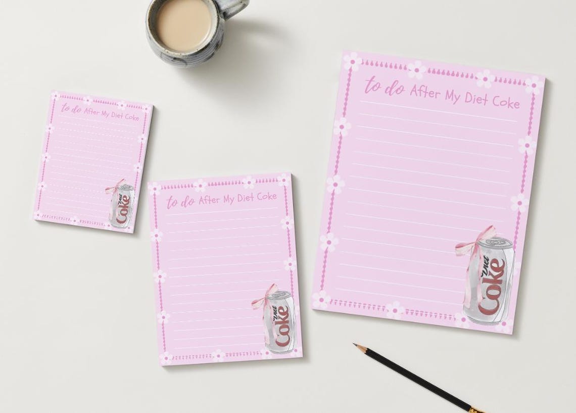 Pink "to Do After My Diet Coke" Notepad | Printable Diet Coke ...