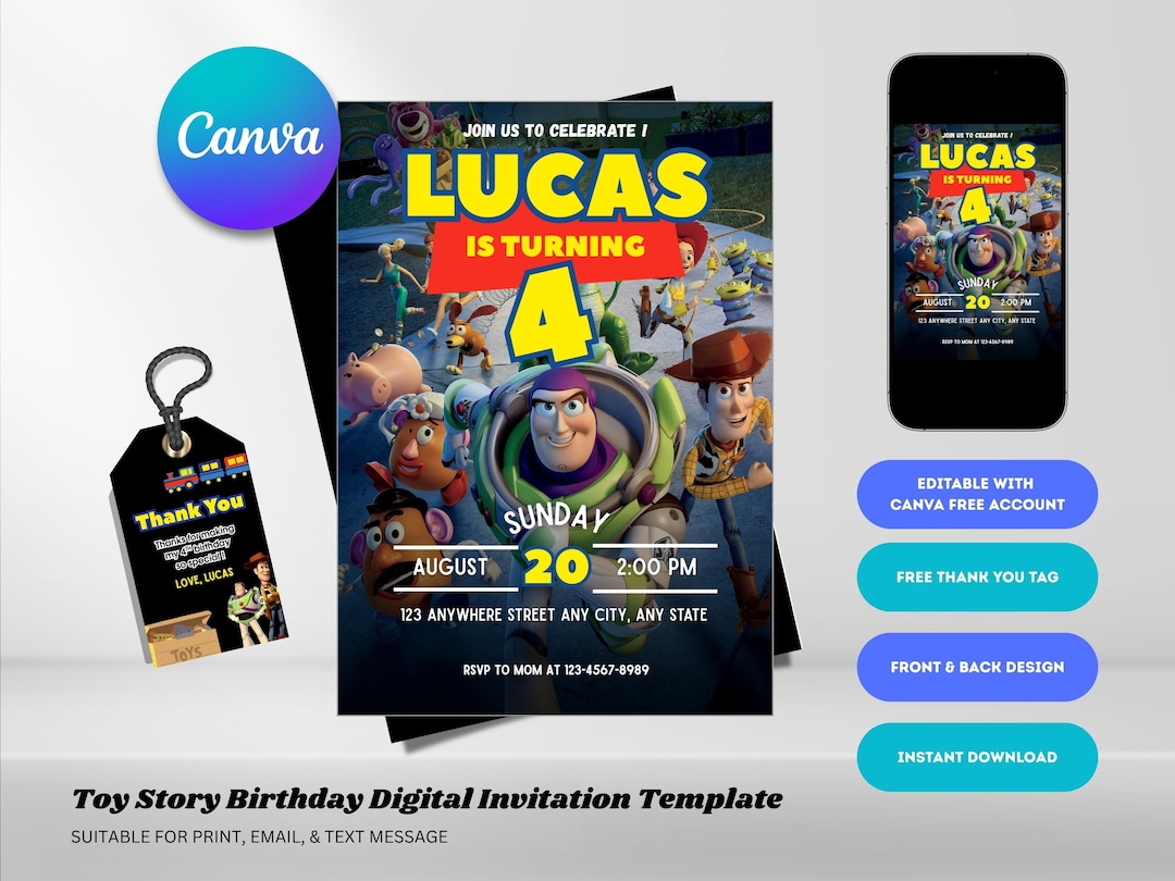 Editable Toy Story Invitation Template, Toy Story Invitation Party ...