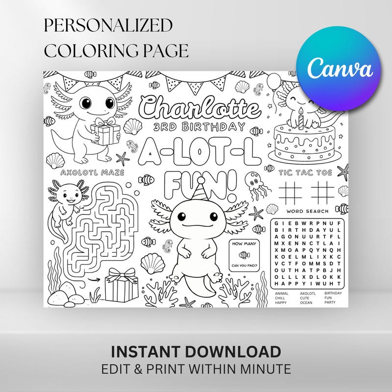 Axolotls Coloring Page - Etsy