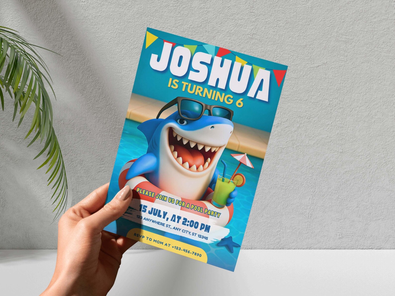 Shark Pool Party Invitation : Editable Kids Birthday Invite (digital ...