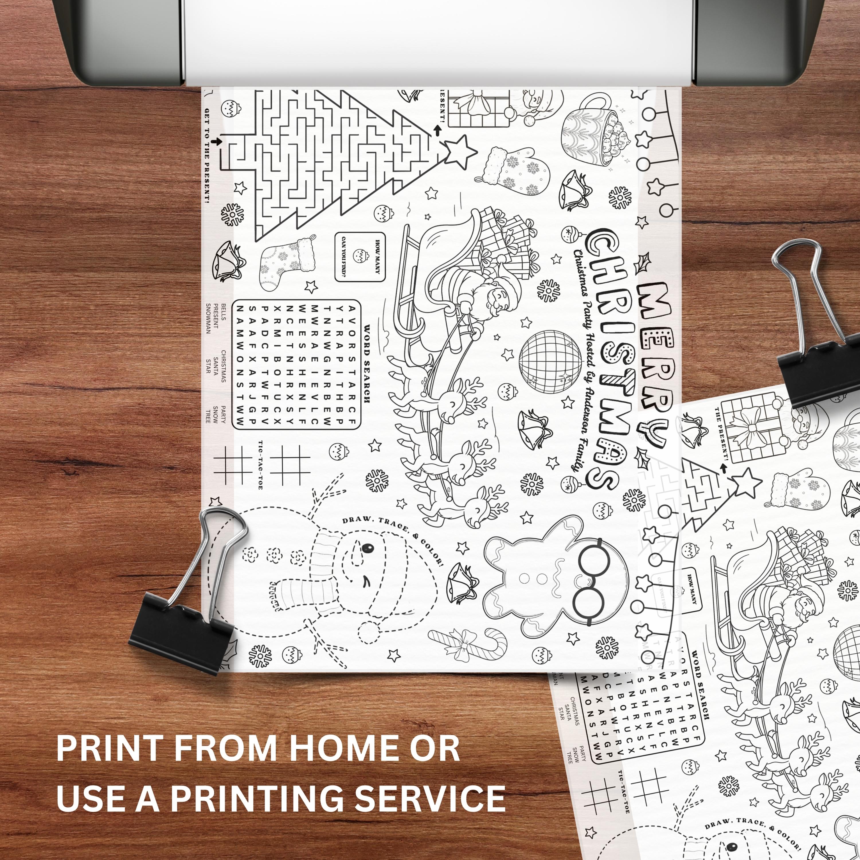 Editable Christmas Party Coloring Placemat : Santa Clause Holiday ...