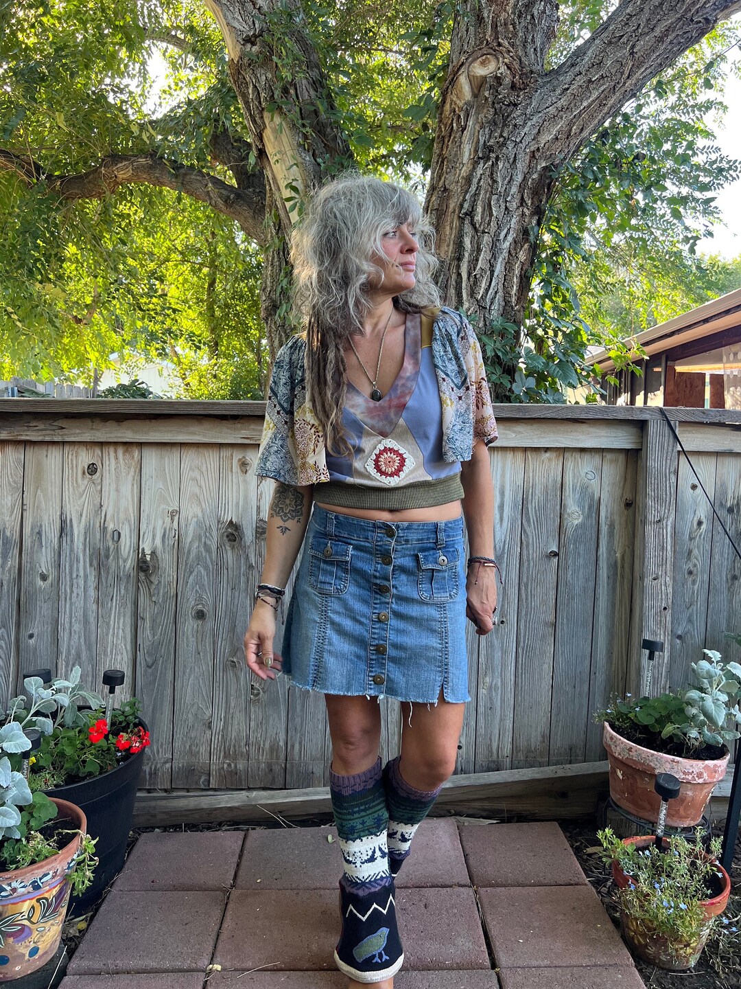 Eco Cropped Gypsy Shirt,size M, Festival Clothing, Cropped Shirt ...