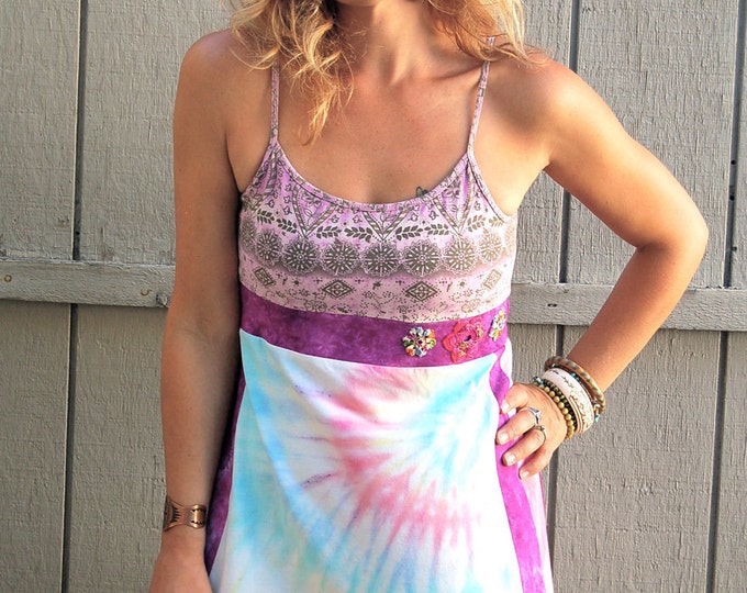 Eco Tank DRESS Upcycled Clothing Recycled Pink and Purple - Etsy