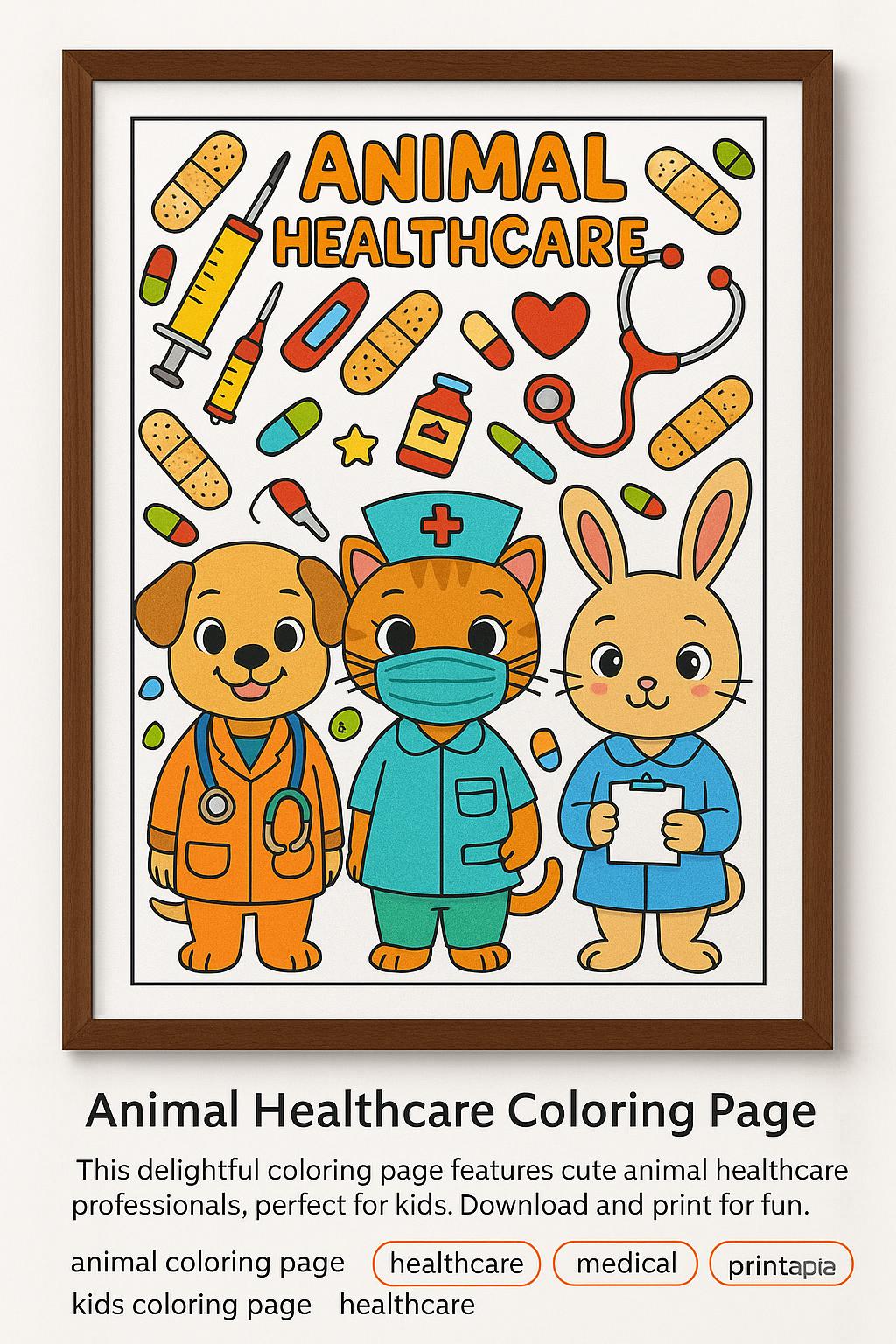 Animal Healthcare Heroes Coloring Page Cute Pet Doctors & Nurses ...
