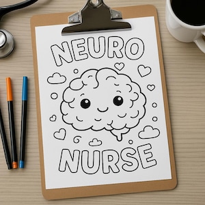 Neuro Nurse Coloring Page Cute Kawaii Brain Printable | Fun Medical ...