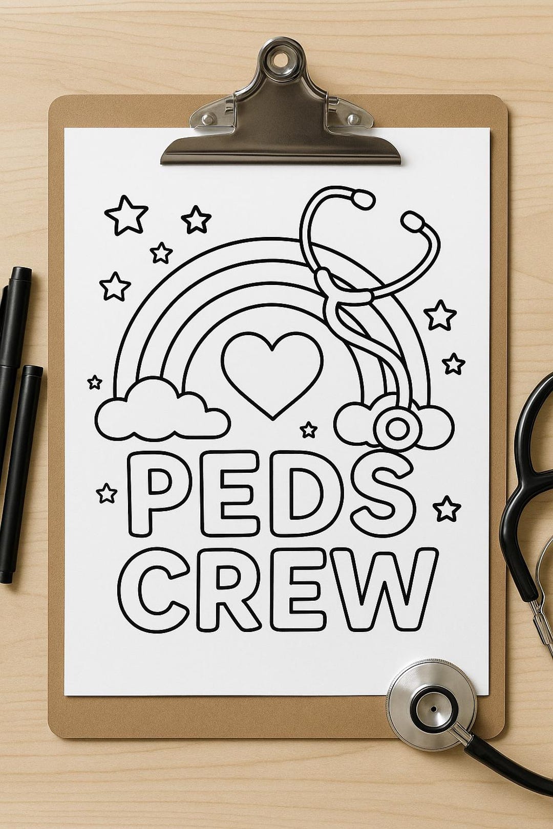 Peds Crew Coloring Page Pediatric Nurse Rainbow Printable | Pediatric ...