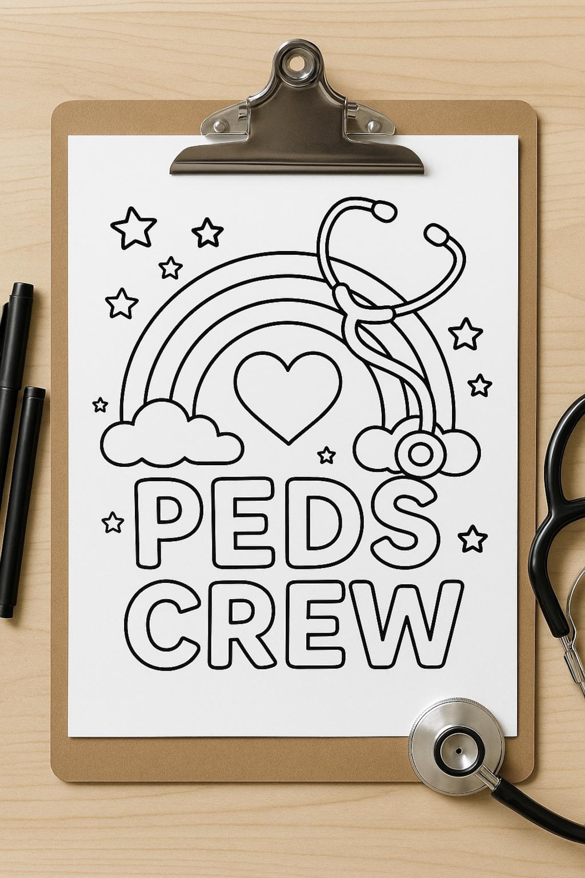 Peds Crew Coloring Page Pediatric Nurse Rainbow Printable | Pediatric ...