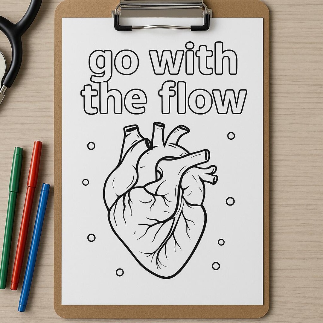 Go With the Flow Cardiology Coloring Page | Anatomical Heart Printable ...