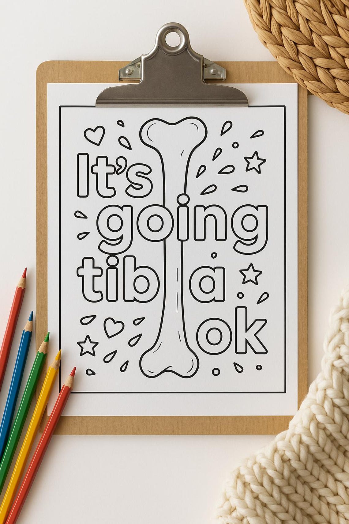 It's Going Tibia Okay" – Funny Orthopedic Coloring Page | Instant ...