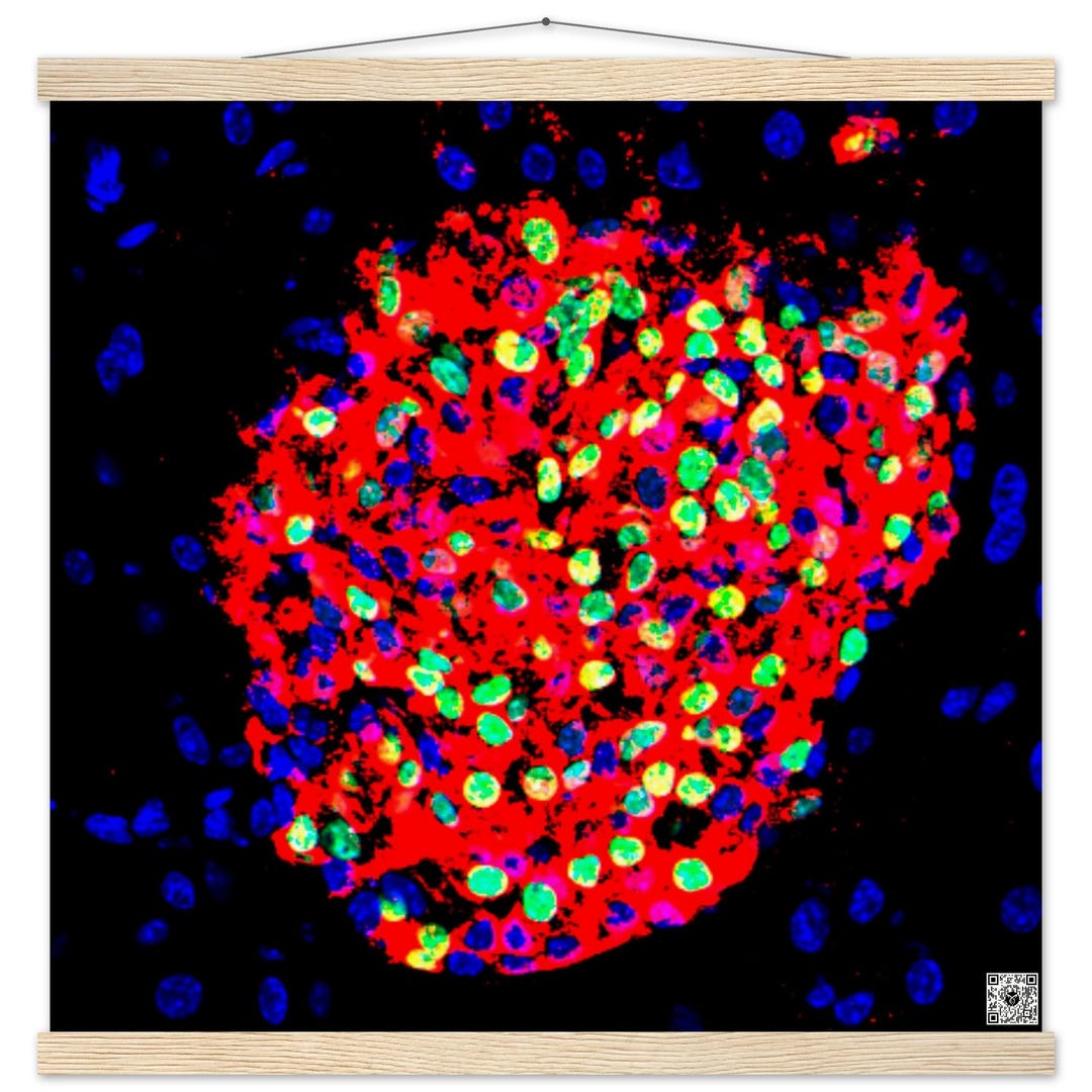 Pancreatic Islet Regeneration Artwork With QR Research Link - Museum ...