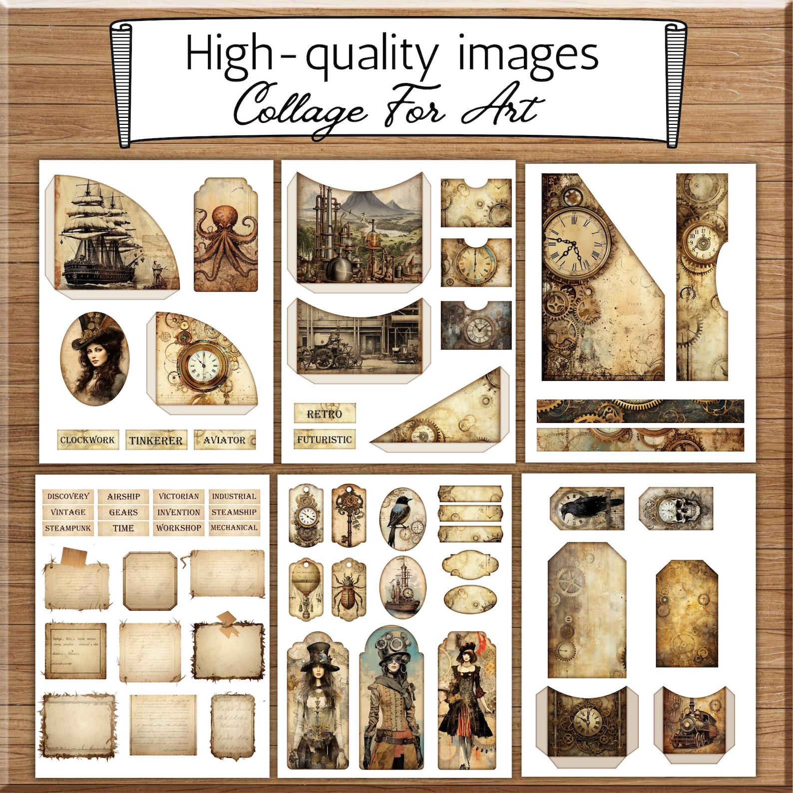 Steampunk Ephemera Printable PDF | Vintage Industrial Junk Journal Kit ...