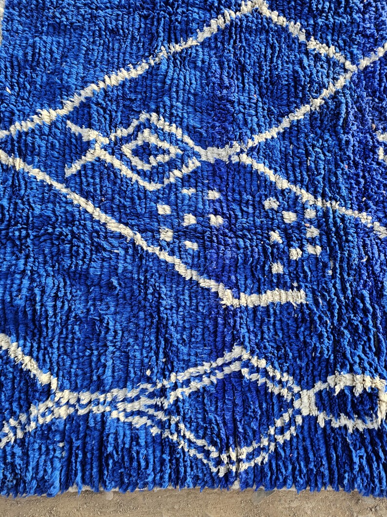 Handmade Moroccan Wool Rug, Blue Berber Chevron Pattern, Custom Size - Etsy