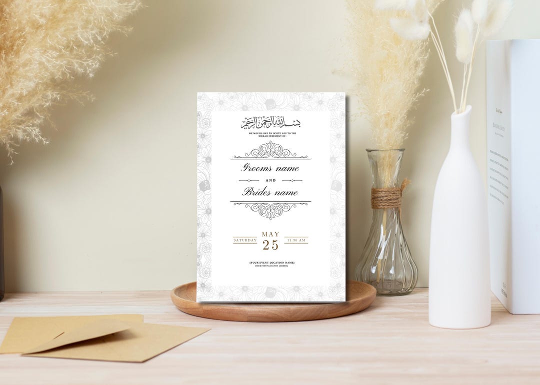 Wedding Invitation (front, Middle & Back) - Etsy