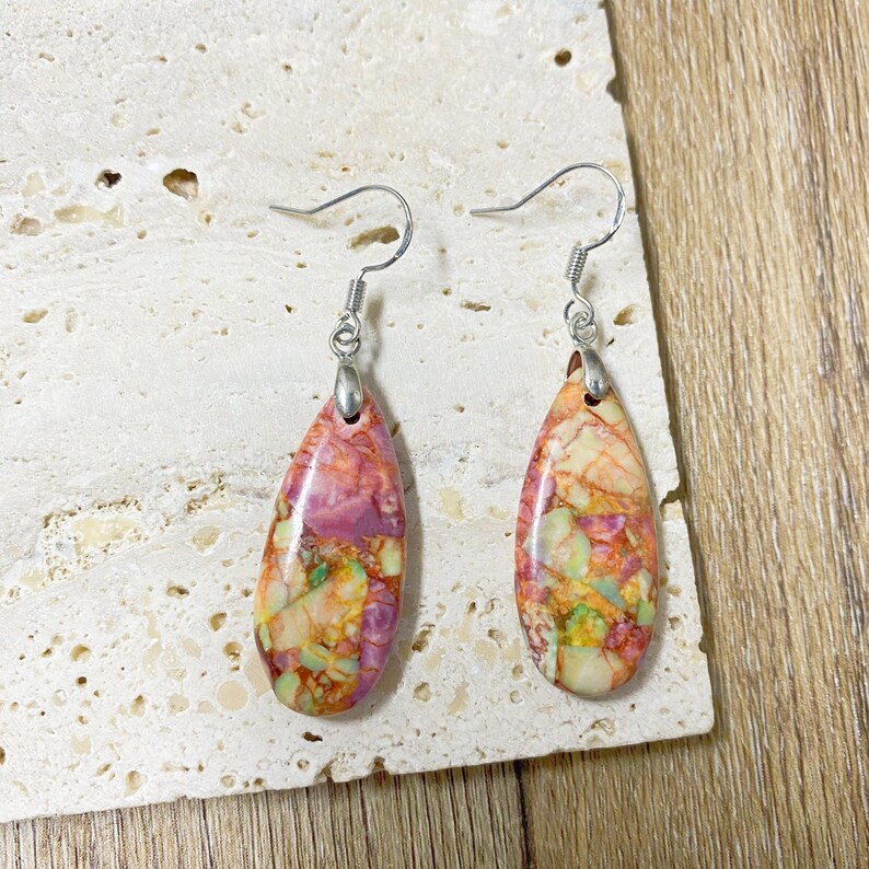 Natural Stone Earrings - Women Jasper Drop Healing Jewelry Gift - Etsy