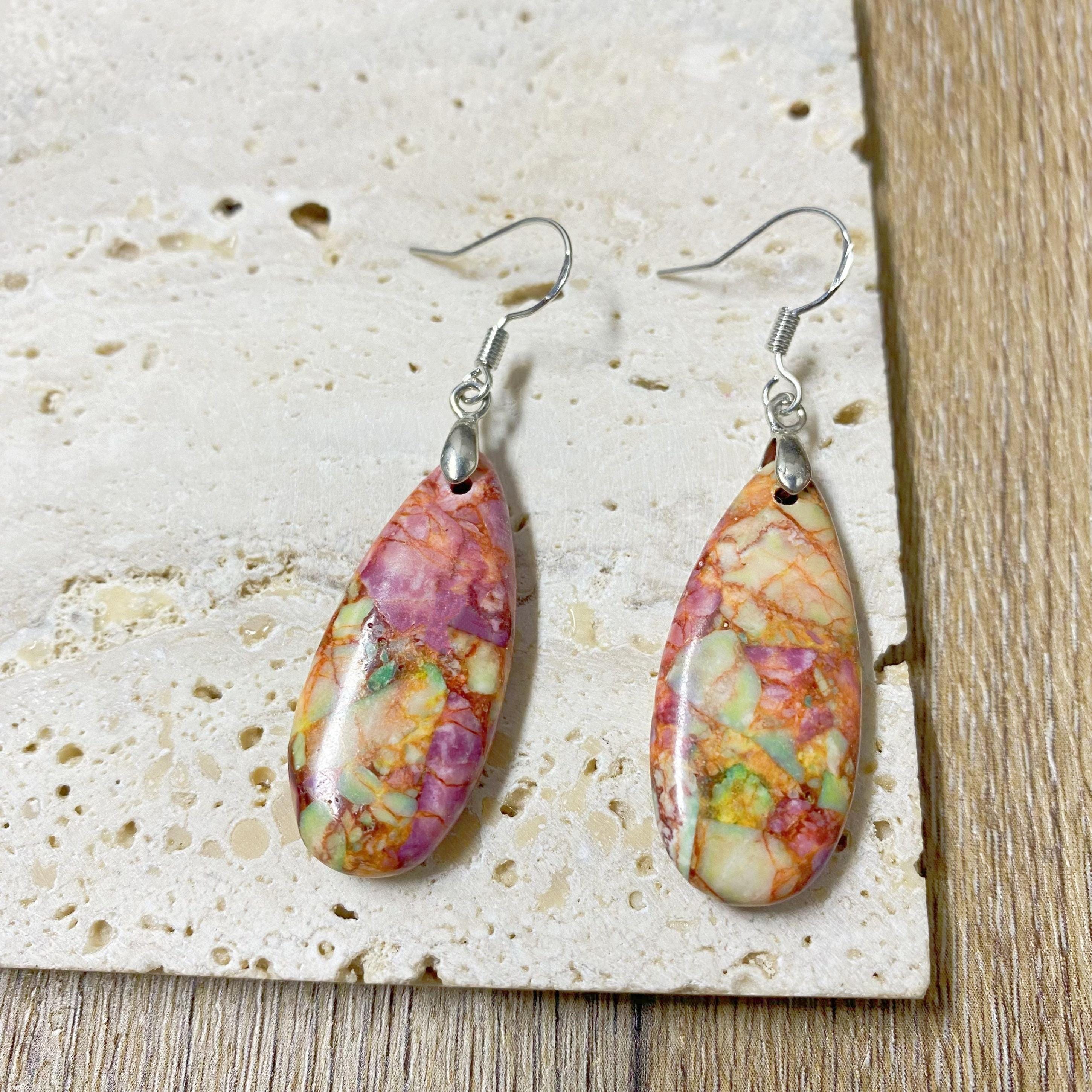 Natural Stone Earrings - Women Jasper Drop Healing Jewelry Gift - Etsy