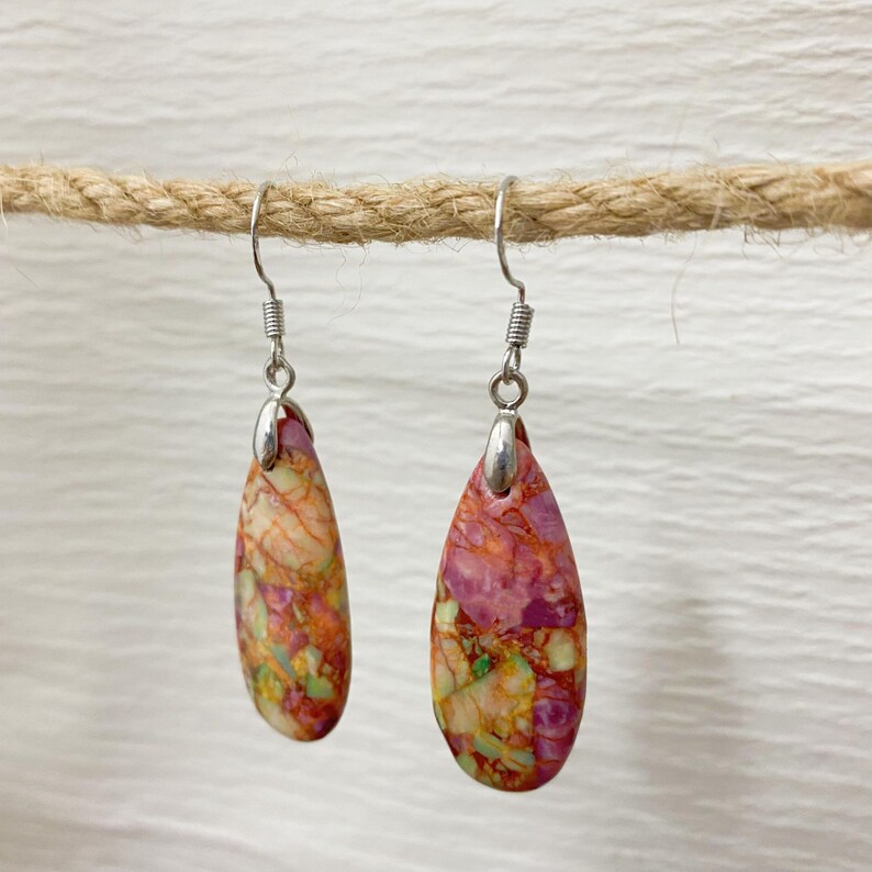 Natural Stone Earrings - Women Jasper Drop Healing Jewelry Gift - Etsy