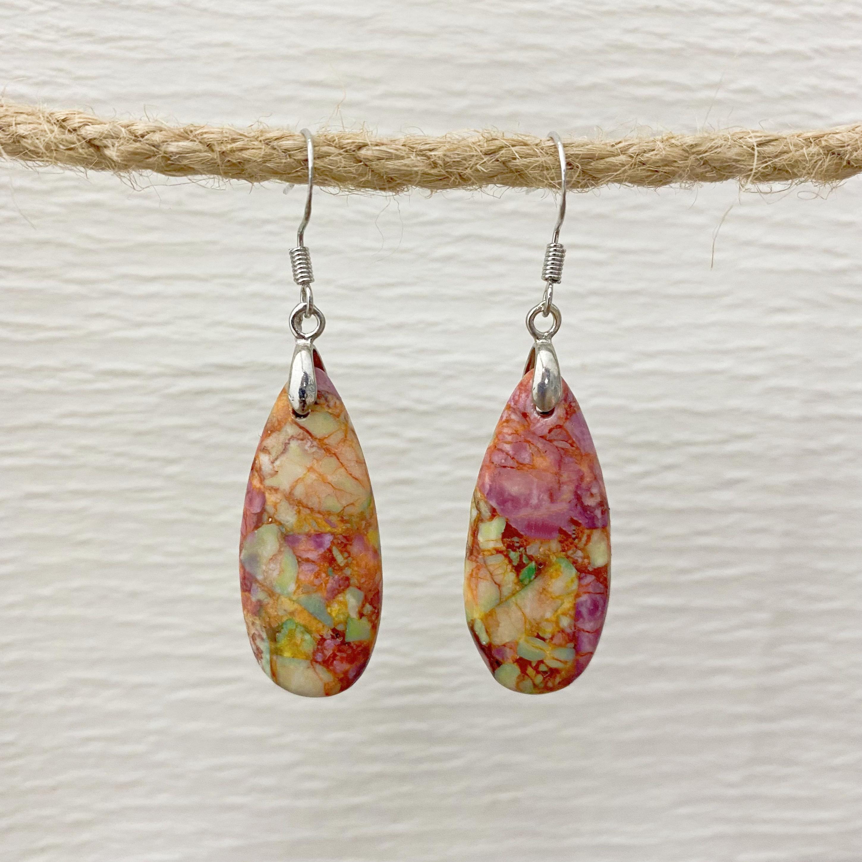 Natural Stone Earrings - Women Jasper Drop Healing Jewelry Gift - Etsy