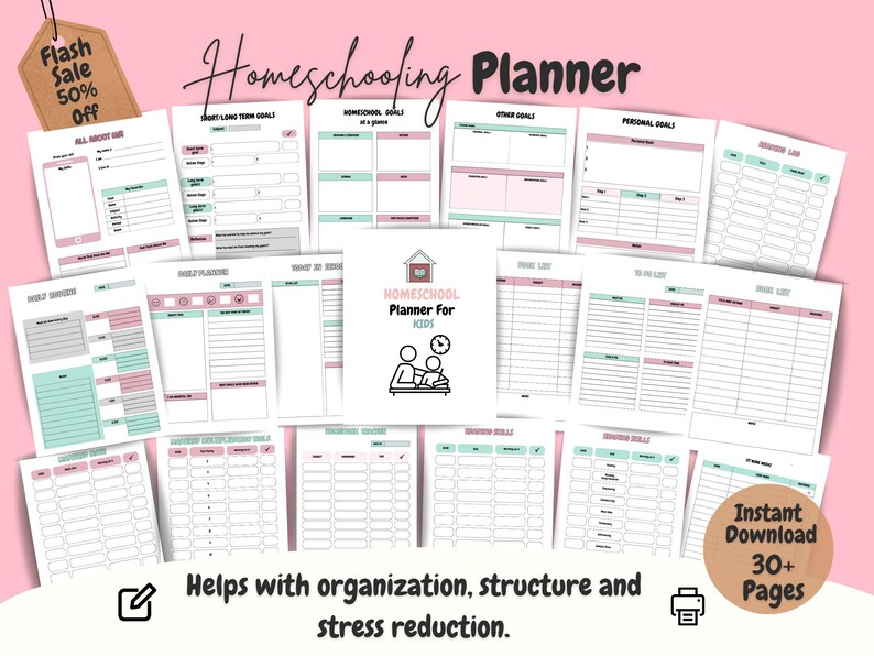Homeschool Planner Printable: Daily Schedule, Trackers (digital ...