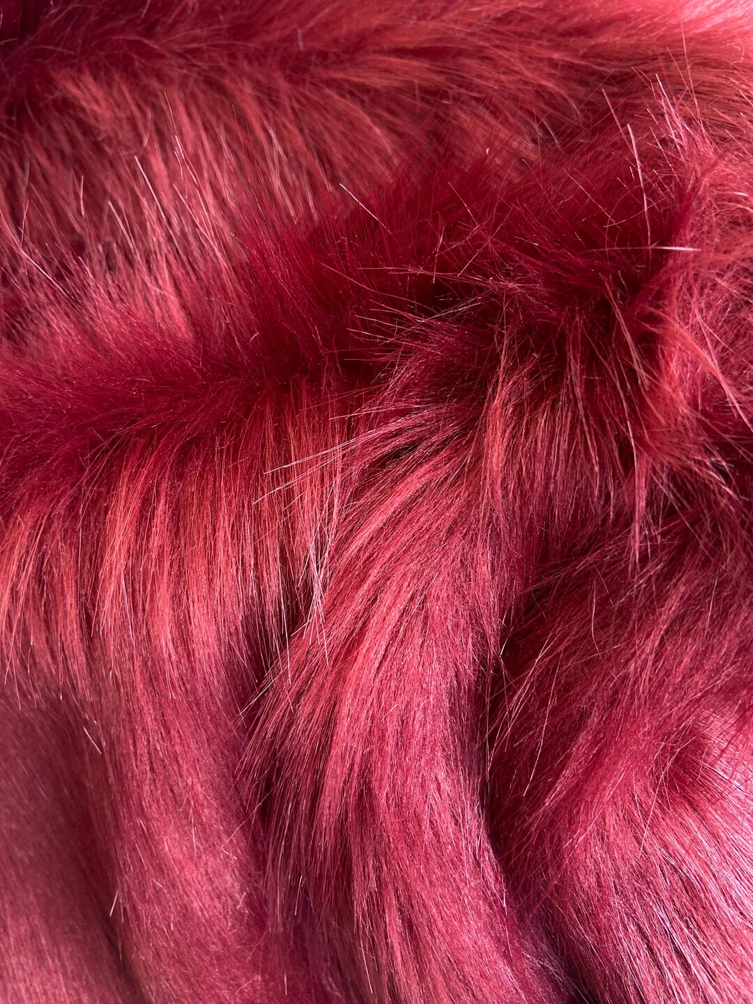 Red Burgundy Shaggy Faux Fur Fabric: Ultra Soft Long Pile - DIY Crafts ...
