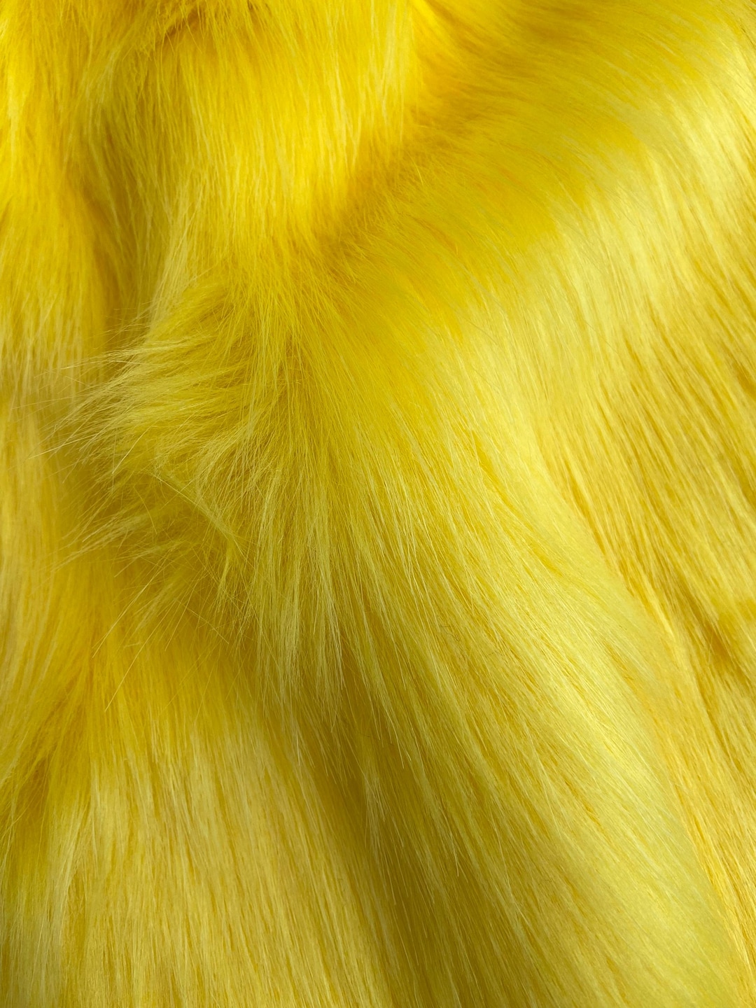 Yellow Shaggy Faux Fur Fabric: Ultra Soft Long Pile, DIY Crafts - Sold ...
