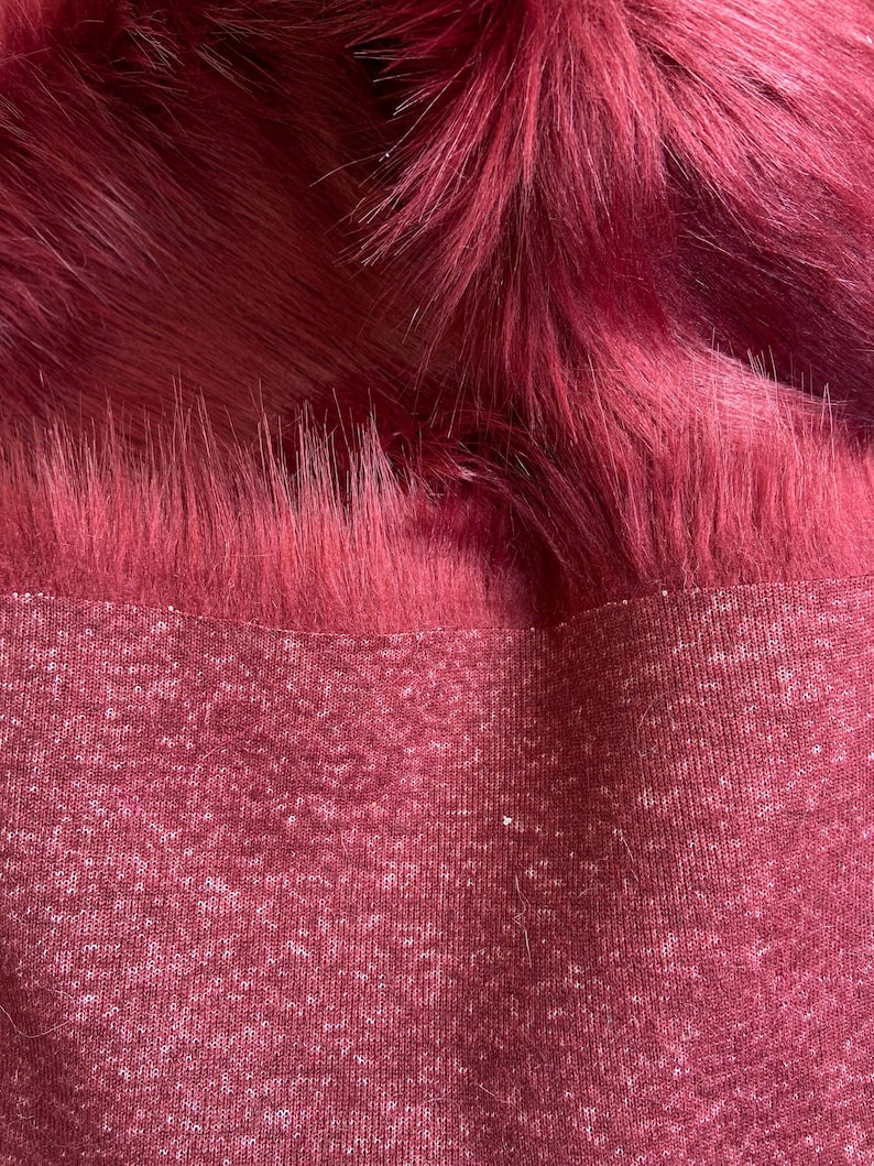Red Burgundy Shaggy Faux Fur Fabric: Ultra Soft Long Pile - DIY Crafts ...