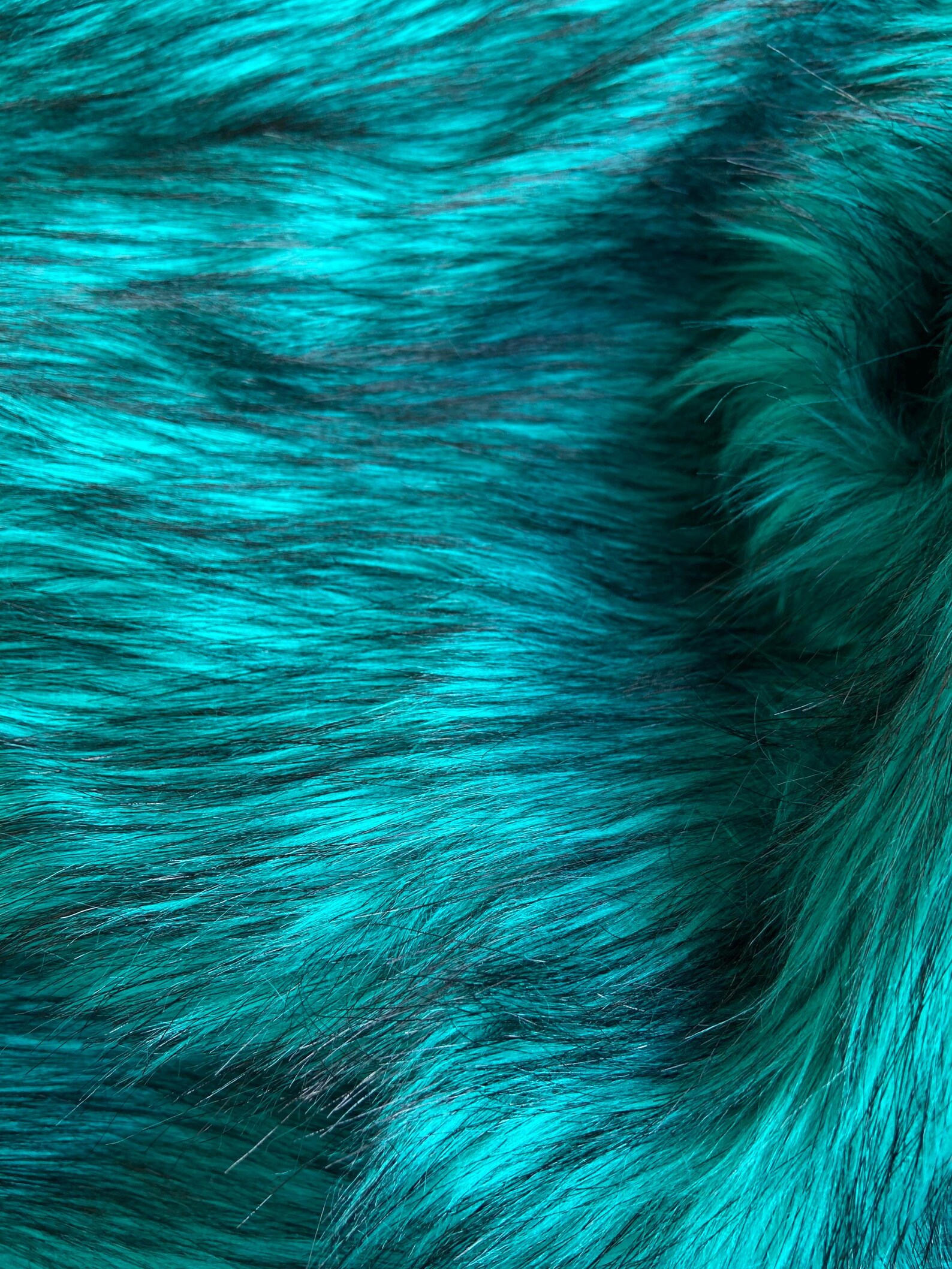 Neon Blue Shaggy Faux Fur Fabric: Ultra Soft Long Pile, Sold by the ...