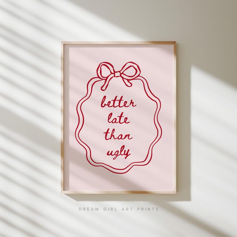 Better Late Than Ugly: Pink Aesthetics Poster Minimalistic Girl Art ...