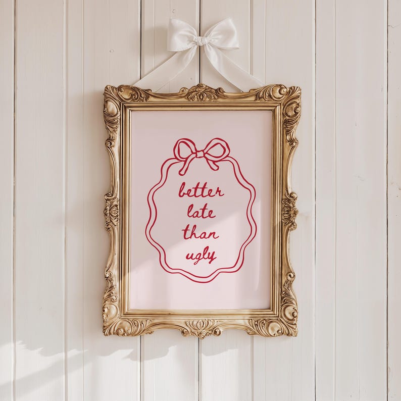 Better Late Than Ugly: Pink Aesthetics Poster Minimalistic Girl Art ...