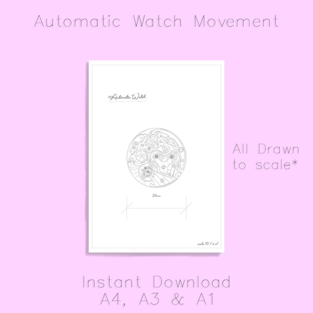 Blueprint, Automatic Watch Movement, Digital Download, Designed in CAD ...